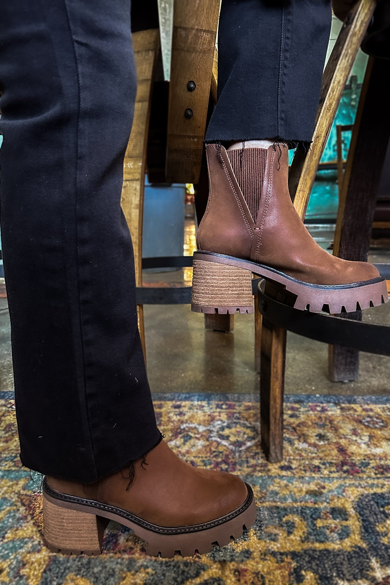 MIA RUSTY Cognac Lug Boot - Shoes - Terra Cotta Gorge Co.